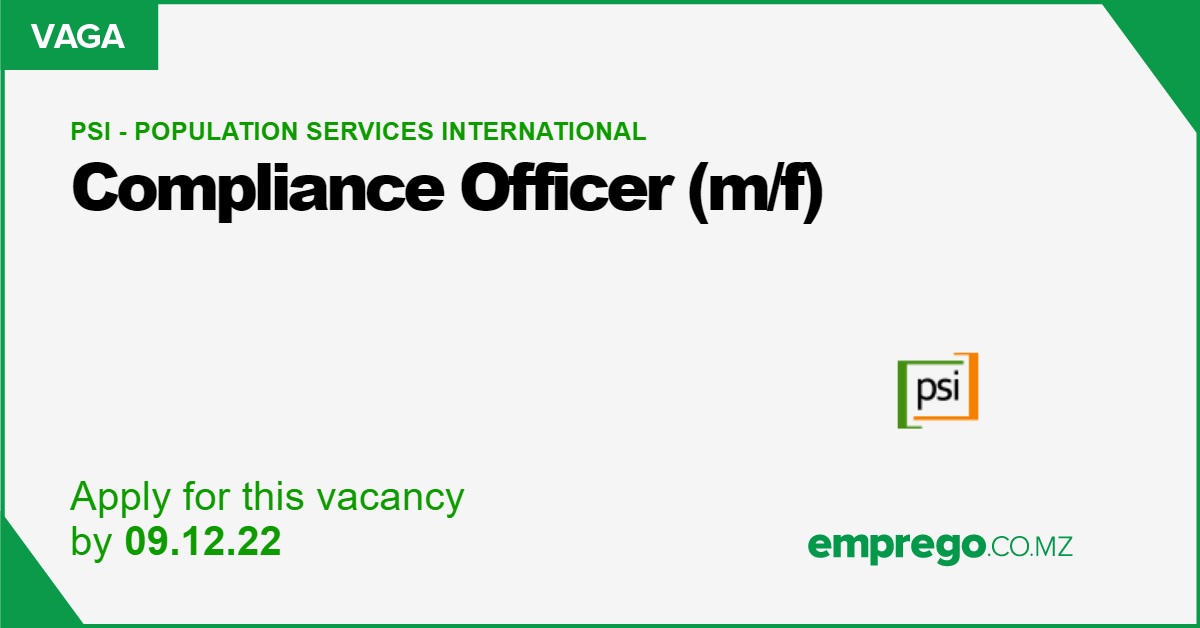 PSI – Population Services International: Compliance Officer (m/f ...